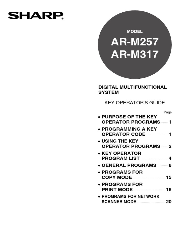 Manual Copiadora Sharp AR-M257 | PDF | Printer (Computing) | Image Scanner