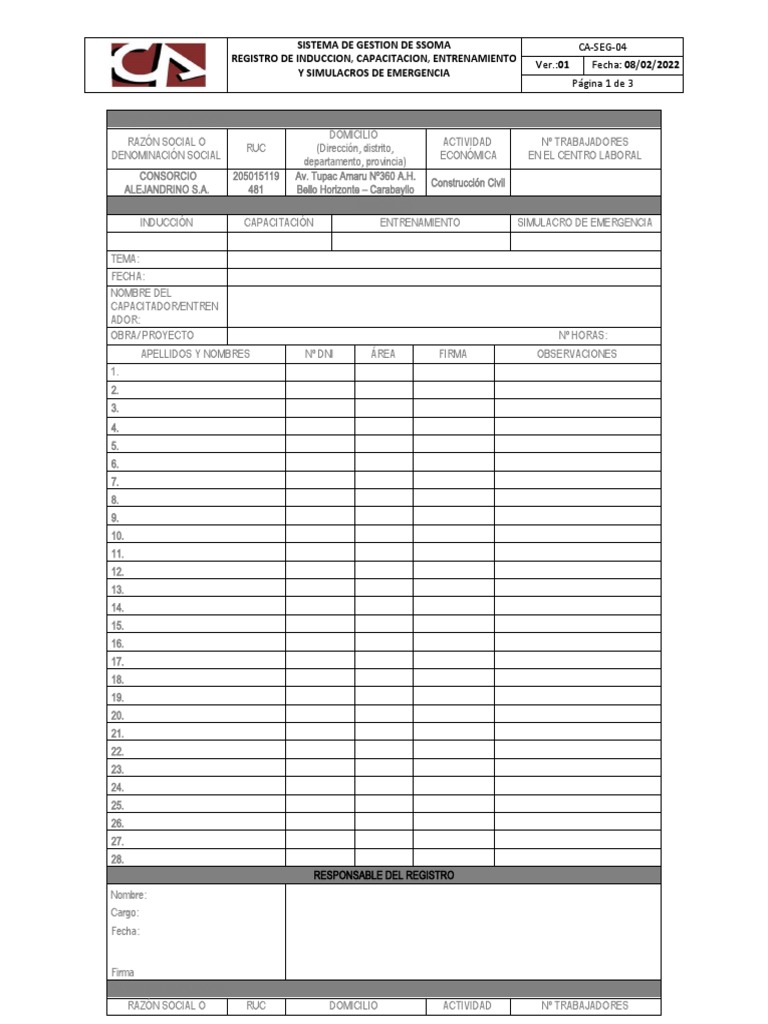 FO-SEG-04 Registro de Capacitacion | PDF FO-SEG-04 Registro de Capacitacion | PDF