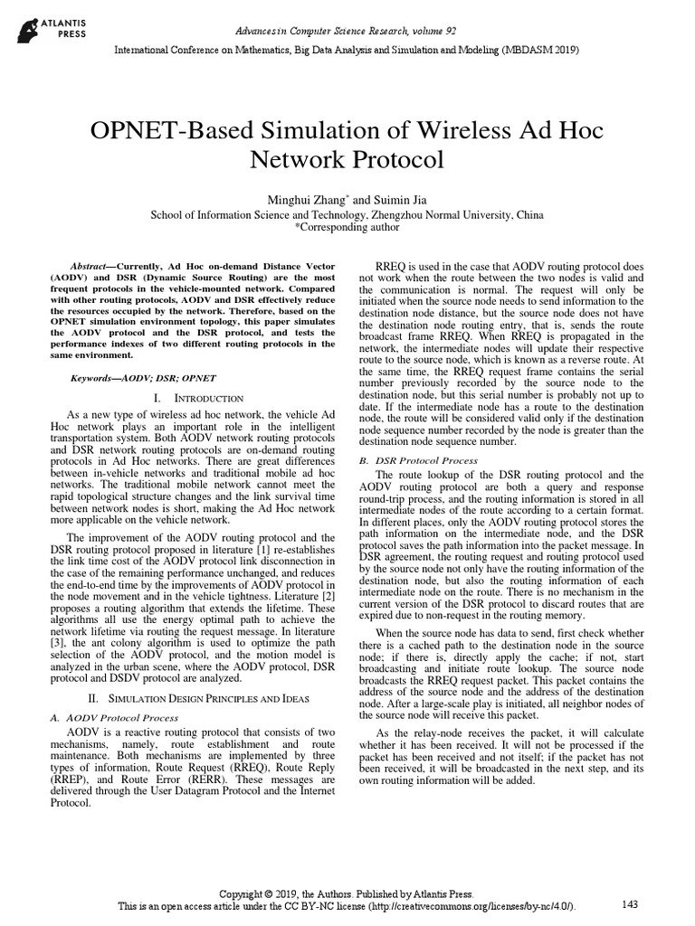 OPNET-Based Simulation of Wireless Ad Hoc Network Protocol: Minghui Zhang and Suimin Jia | PDF ...