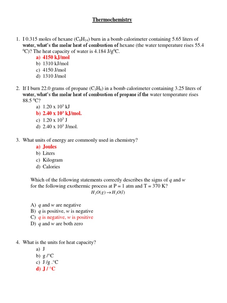 Test Bank-CH-6 Final + | PDF | Enthalpy | Heat