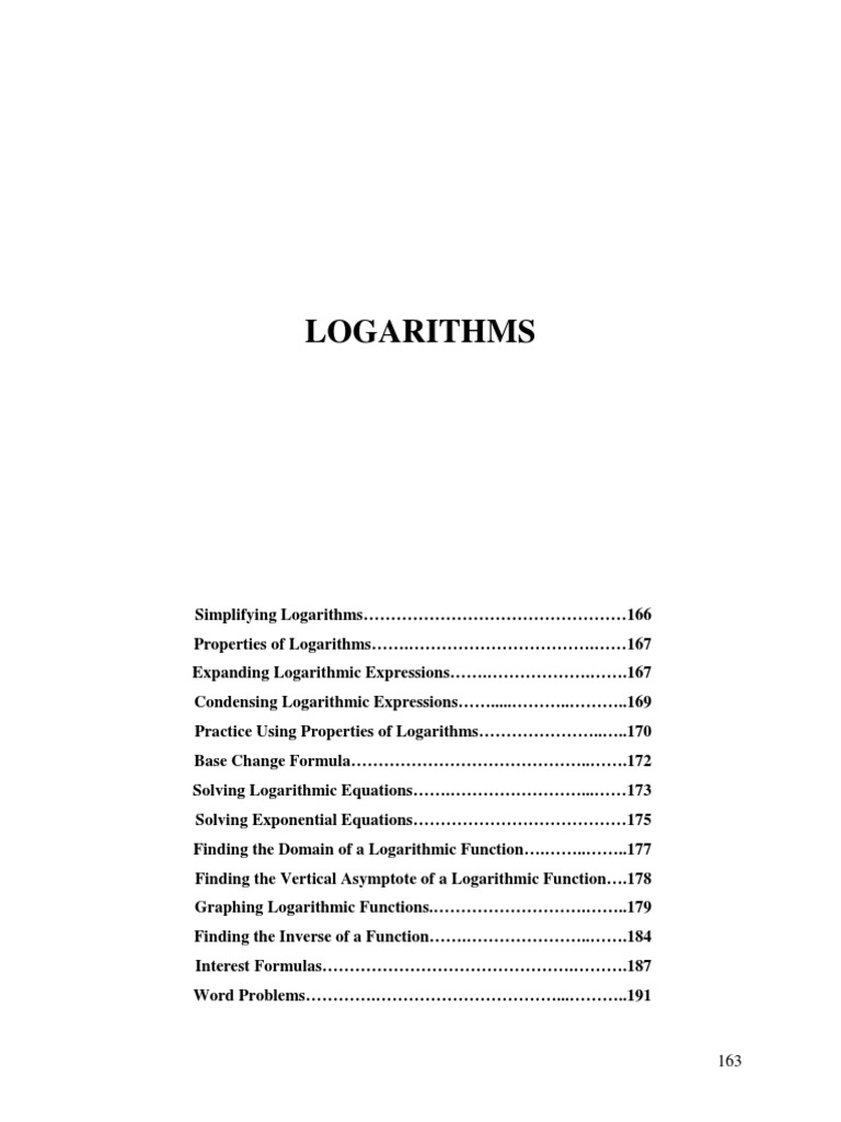 Logarithms: A Concise Guide | PDF | Logarithm | Exponentiation