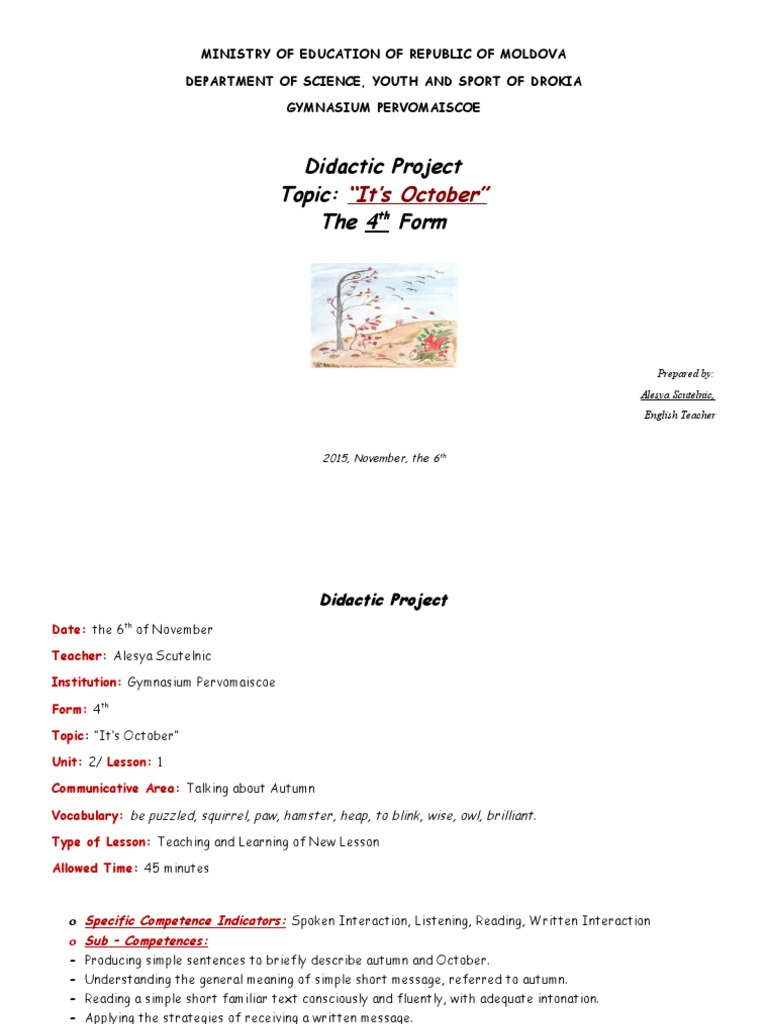 Proiect La Engleza Clasa A 4a | PDF | Vocabulary | Adjective