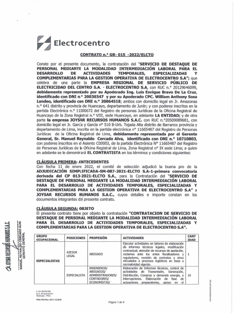 Contrato Gr-015-2022-Elcto | PDF