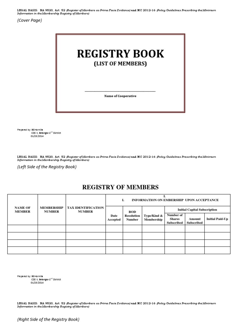 rEGISTRY BOOK SAMPLE | PDF | Economies