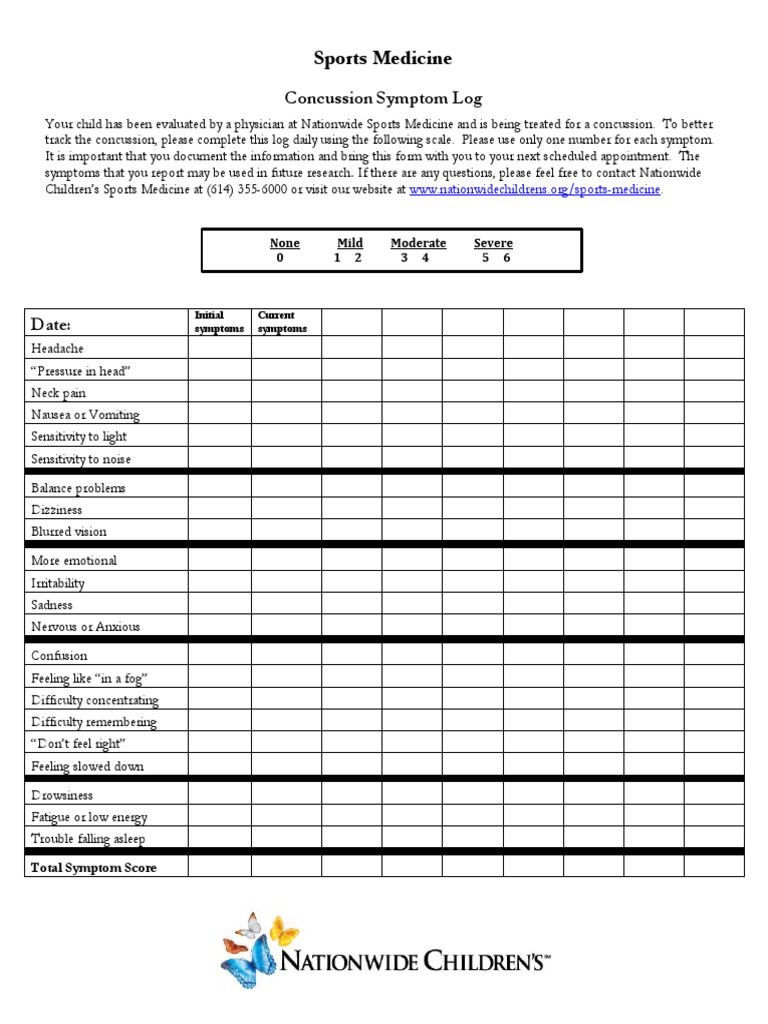Concussion Symptom Log Guide | PDF
