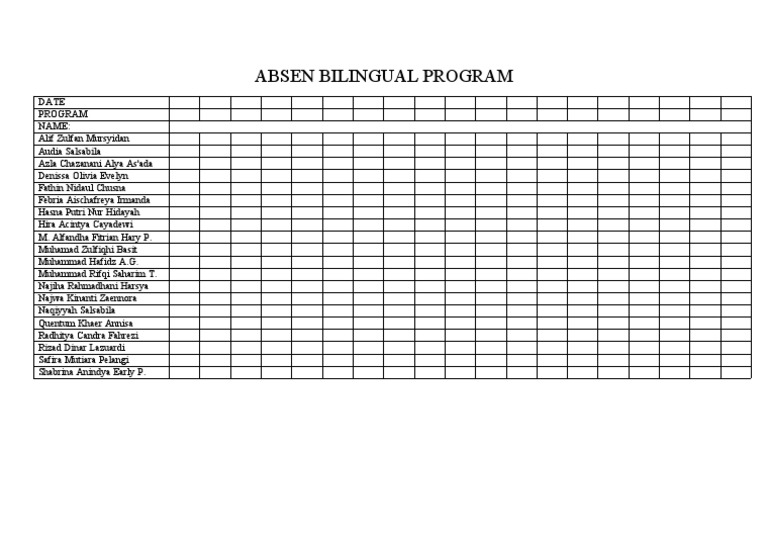 Absen Bilingual Program | PDF