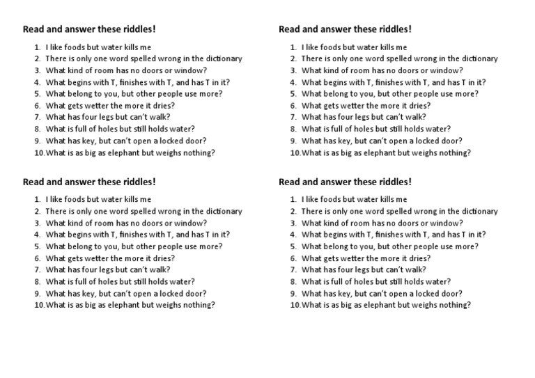 Read and Answer These Riddles | PDF