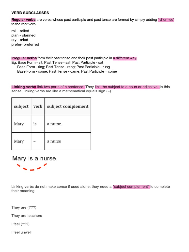 Verb Subclasses | PDF