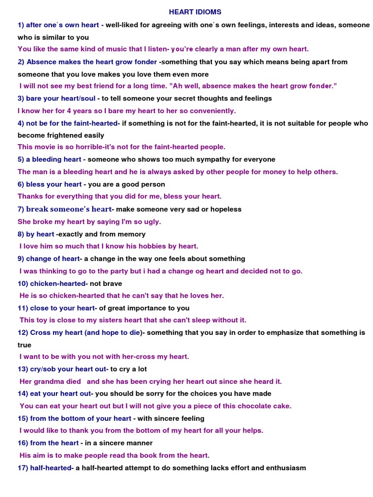 Heart Idioms | PDF | Thought