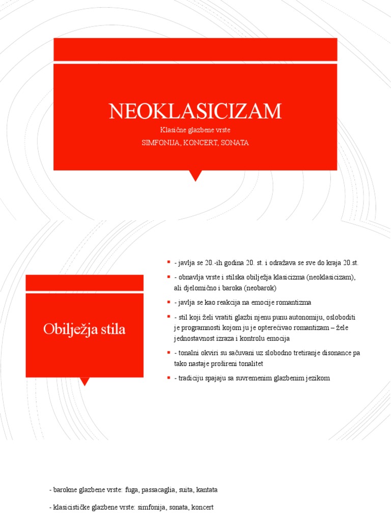 NEOKLASICIZAM - Klasicističke Vrste | PDF