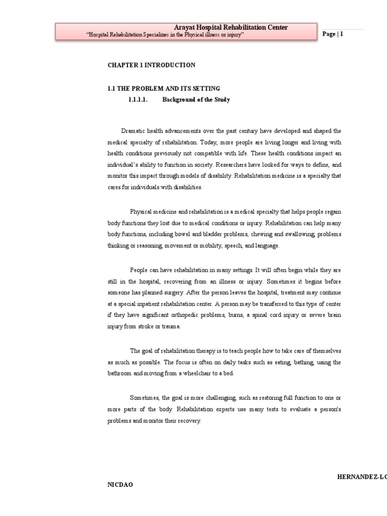 Feasibility Study Hospital Download Free Pdf Disability Physical