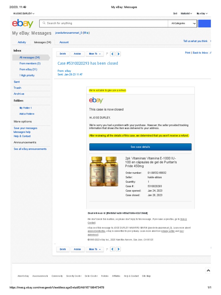 Comunicacion Emitida Por Ebay | PDF | E Bay | Internet Privacy