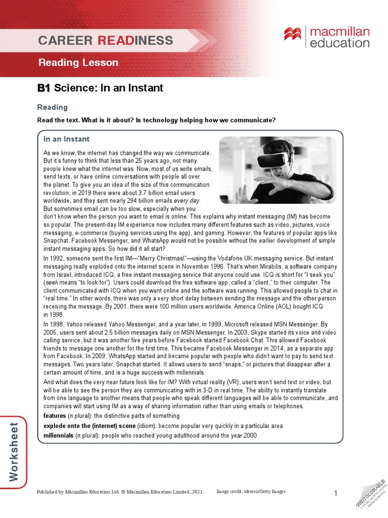 b1 Science Worksheet Student | PDF | Instant Messaging | Information ...
