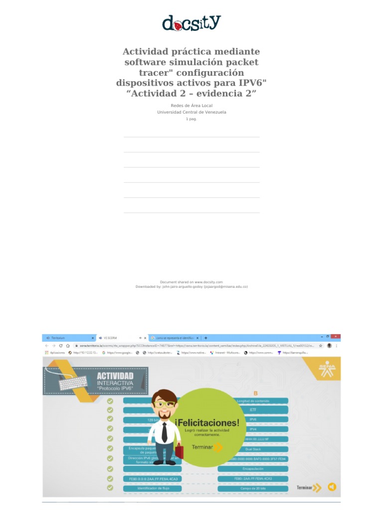 Docsity Actividad Practica Mediante Software Simulacion Packet Tracer Configuracion Dispositivos ...