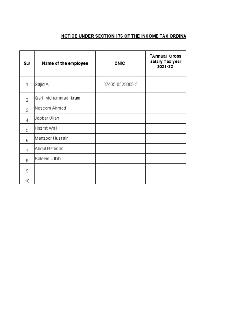 Proforma For Income Tax Information | PDF