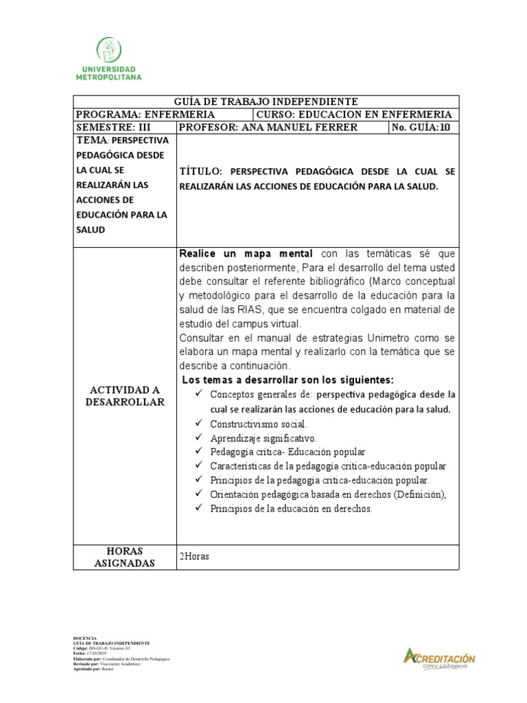 Guia de Estudio # 10 Perspectivas Pedagogicas | PDF | Pedagogía | Evaluación