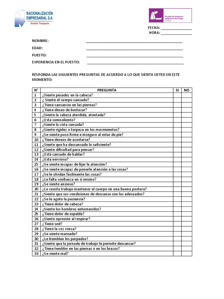 Test de Yoshitake | PDF