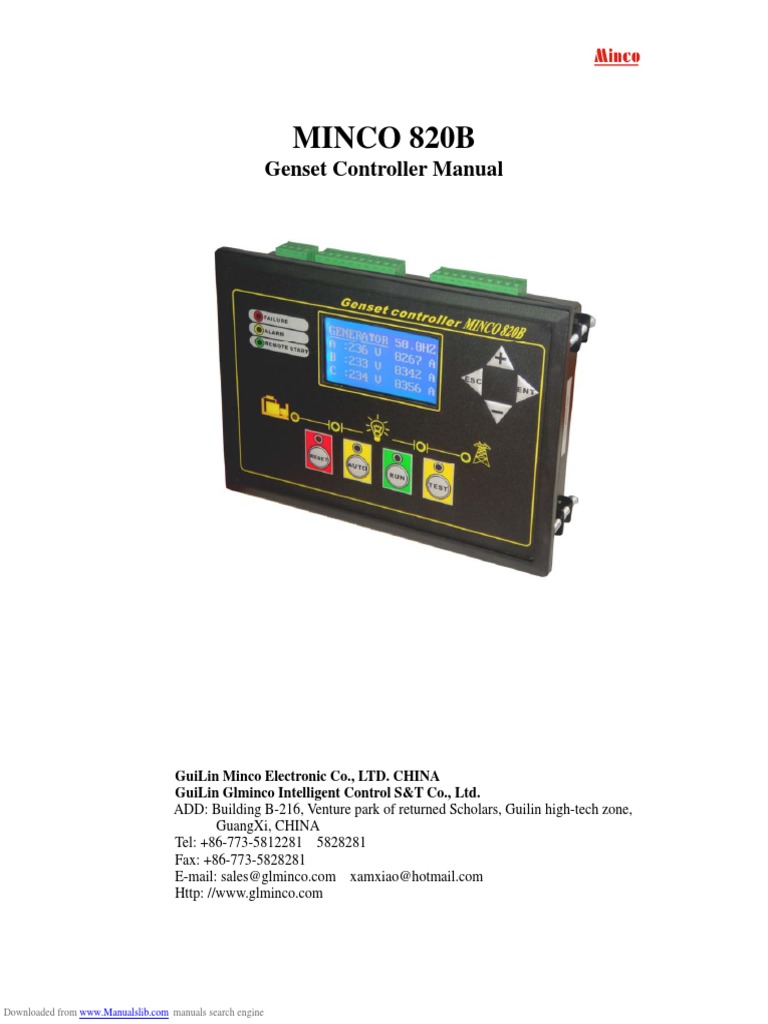 Minco 820B Genset Controller Manual | PDF | Switch | Relay