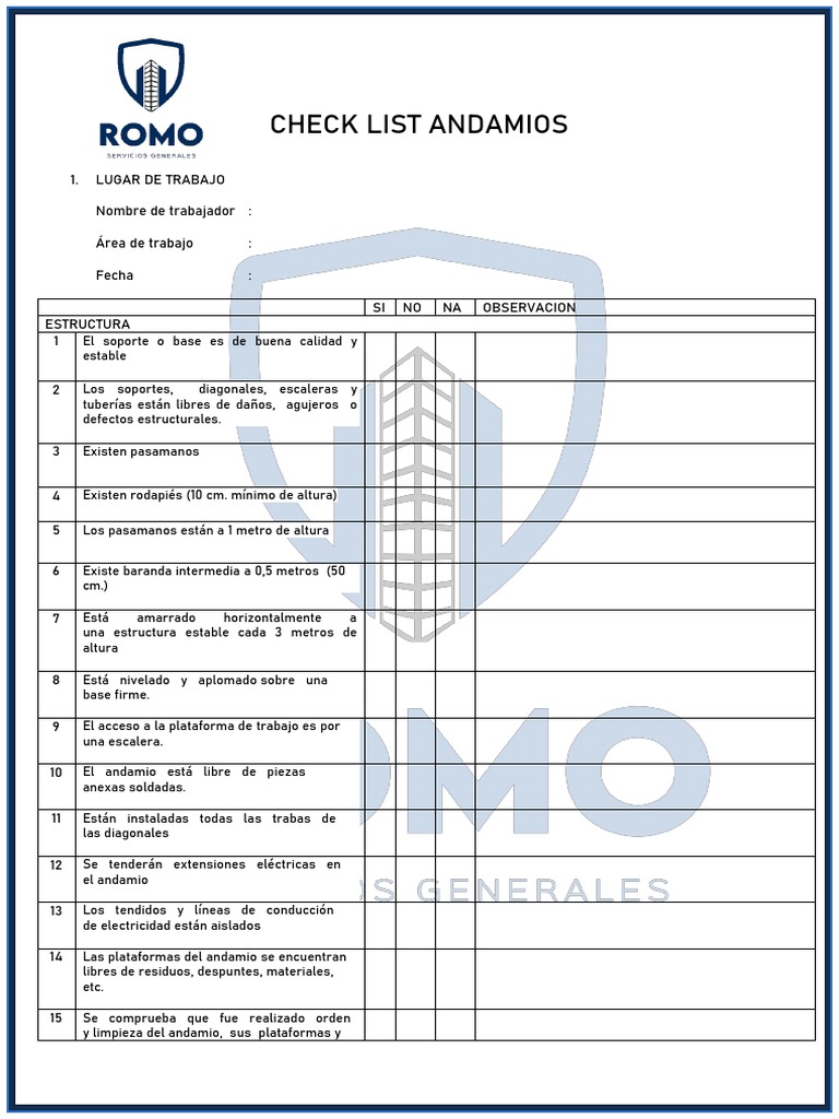 Check List Andamios | PDF