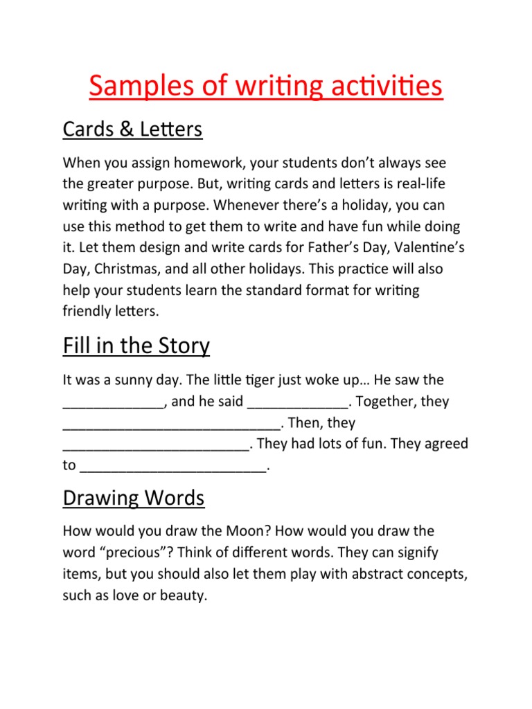 Engaging Writing Activities for Students | PDF