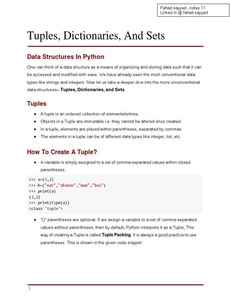 Python Notes 11 Dictionary Tuples and Sets 1664121924 | Download Free ... Python Notes 11 Dictionary Tuples and Sets 1664121924 | Download Free ...