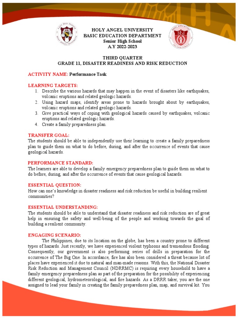 DRRR PerformanceTask ThirdQuarter | PDF | Emergency Management ...