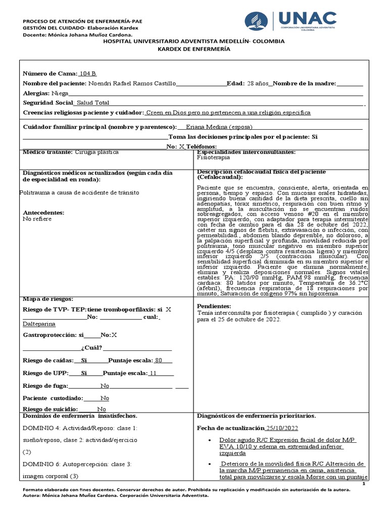 Formato Kardex | PDF | Medicina CLINICA | Especialidades Medicas