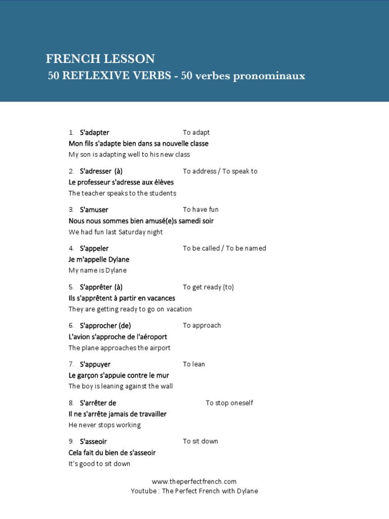 50 Reflexive Verbs | PDF