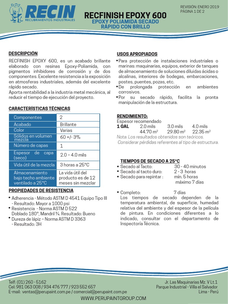 Recfinish Epoxy 600 | PDF | Epoxy | Pintar