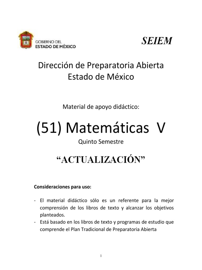 51n Matemáticas V | PDF | Pendiente | Elipse