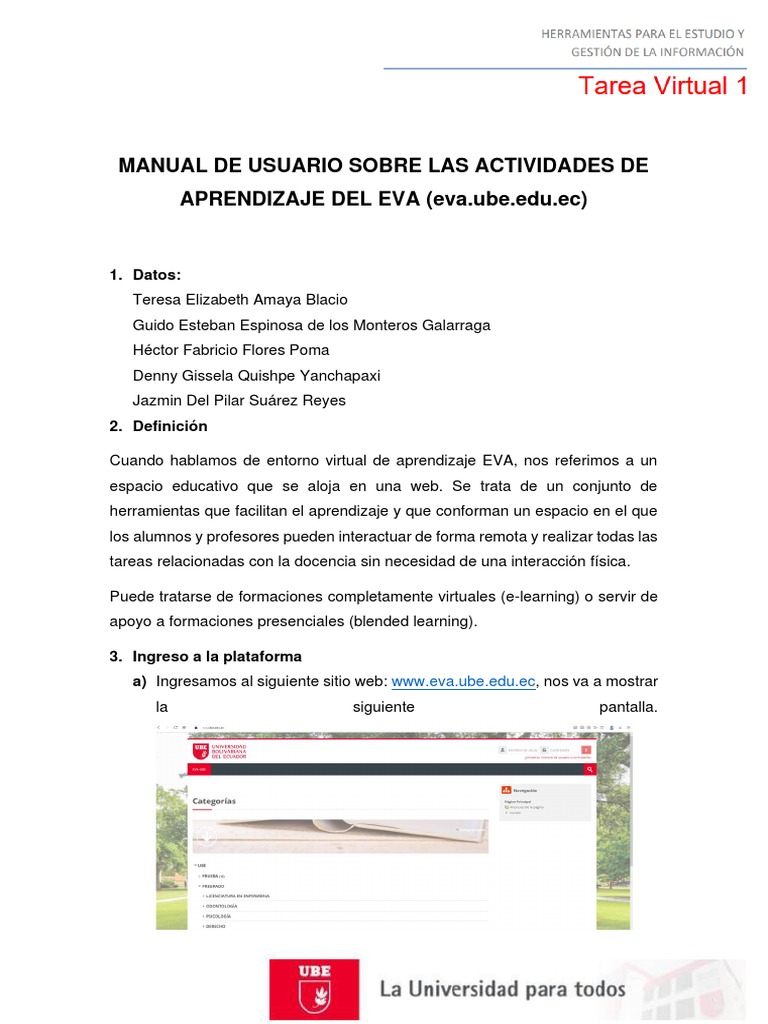Guía para el uso de la plataforma de aprendizaje virtual EVA (eva.ube ...