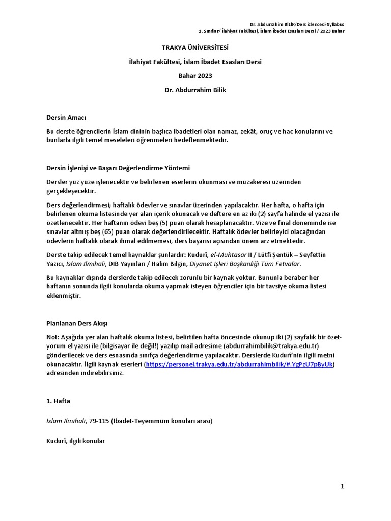 İzlence Islam İbadet Esasları Dersi 2023 | PDF