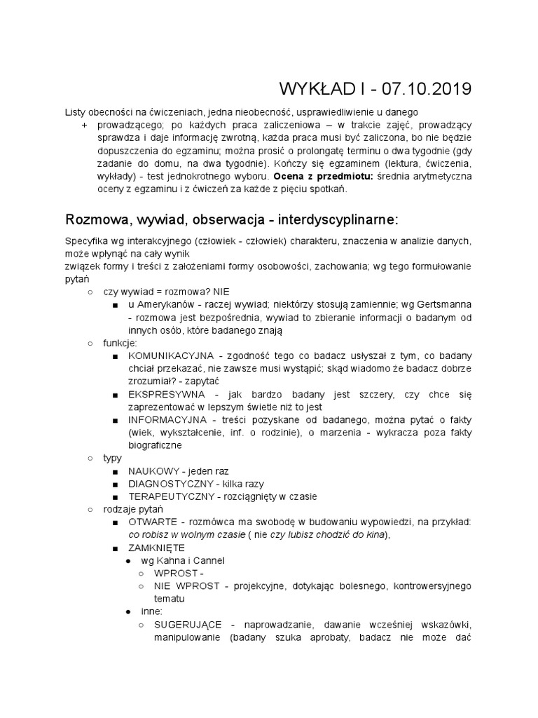 Metody Wykłady Skrypt | PDF