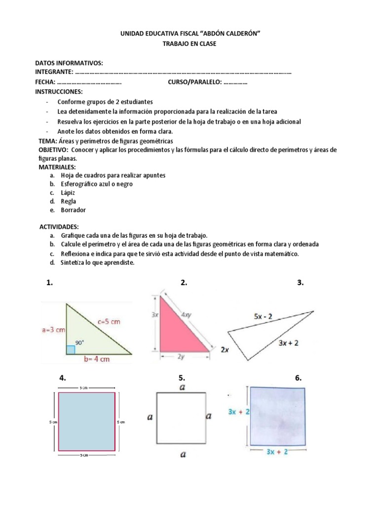 Áreas y Perimetros Con Expresiones Algebraicas | PDF