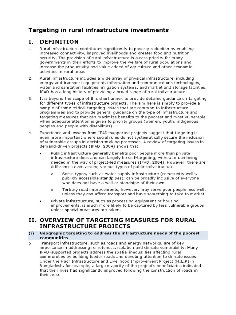 Targeting in Rural Infrastructure Investments | PDF | Infrastructure ...