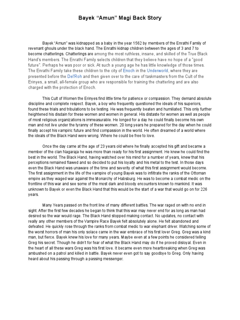 Free Character BackStory | PDF