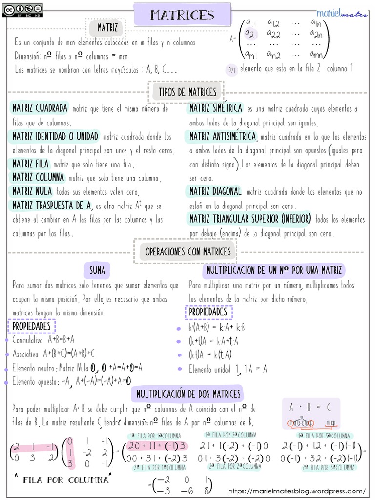 Resumen Matrices Marielmates 3 | PDF | Matriz (Matemáticas) | Análisis ...