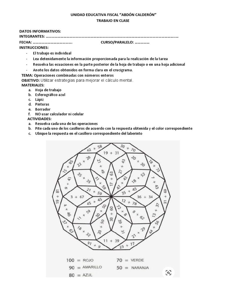 Laberinto Operaciones Combinadas Números Enteros | PDF