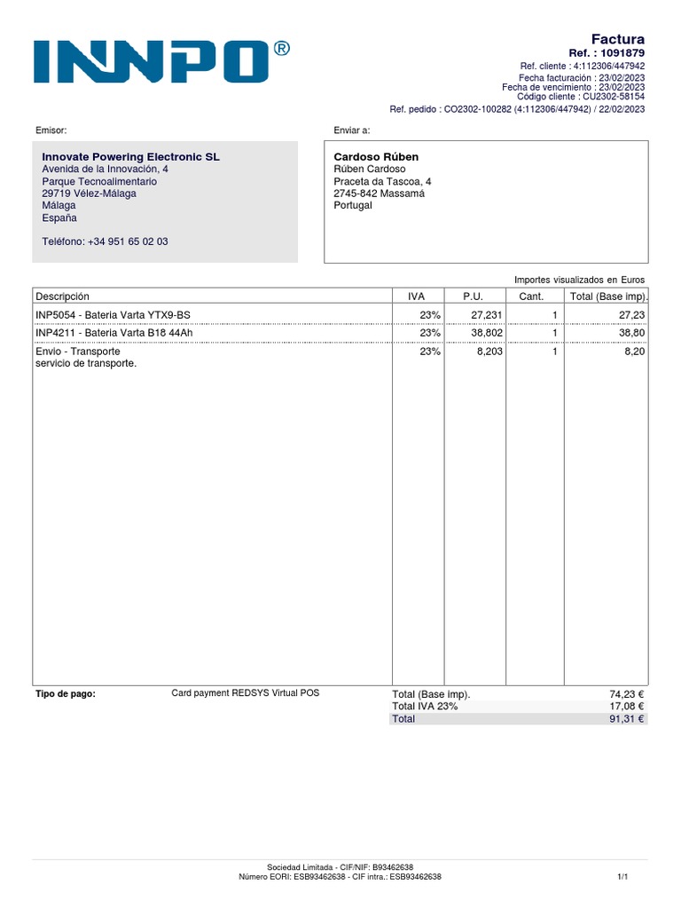 Factura: Cardoso Rúben | PDF