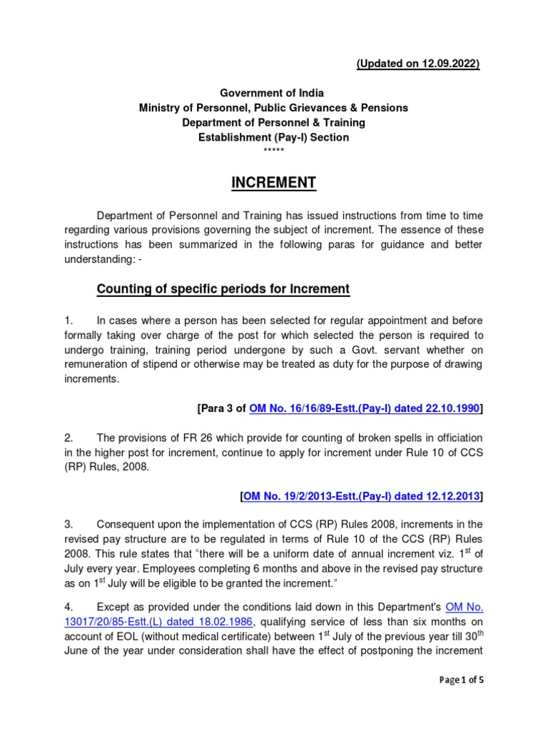 Increment Rules for Government Employees | PDF | Justice | Crime & Violence