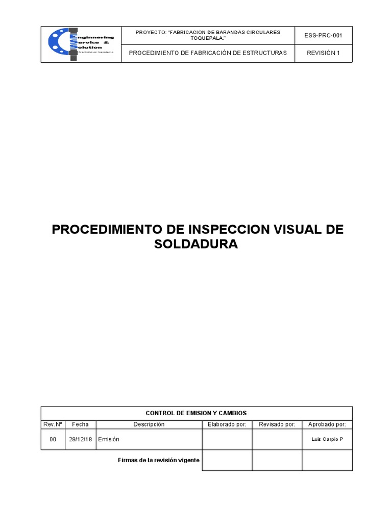 04-Pivs - Procedimiento de Inspeccion Visual de Soldadura | PDF | Soldadura | Construcción
