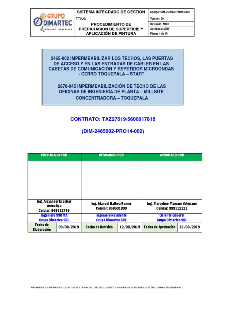 Procedimiento de Pintado de Estructuras | PDF