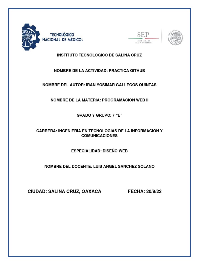 7e Practica Github Iran Yosimar Gallegos Quintas | PDF | Software | Informática