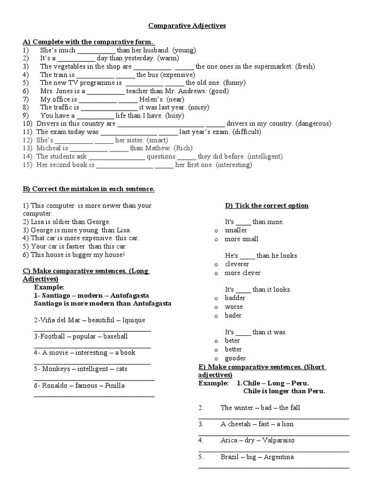 Comparative Adjectives | PDF | Language Arts & Discipline | Foreign Language Studies