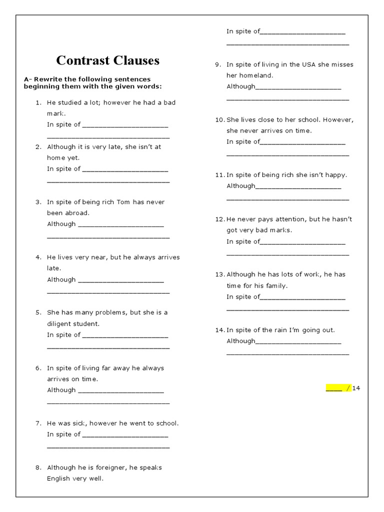 Clauses of Contrast | PDF | Linguistics | Cognitive Science