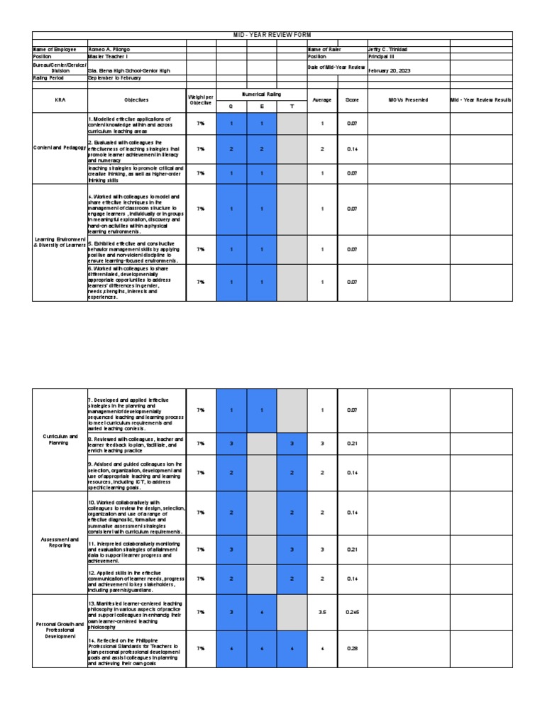 Pilongo - Midyear Review and Idp | PDF | Educational Assessment | Learning