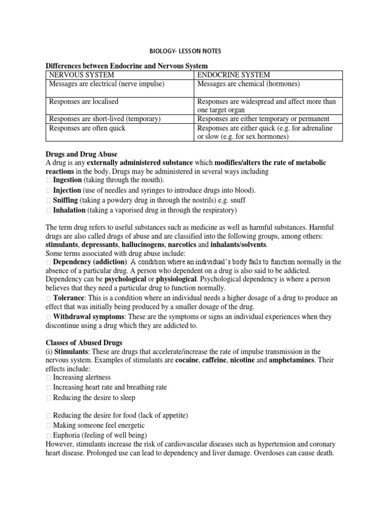 Biology - Lesson Notes g12 PDF | PDF | Stimulant | Drugs