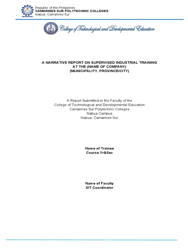 SIT Narrative Report1 | PDF | Teacher Education | Governance