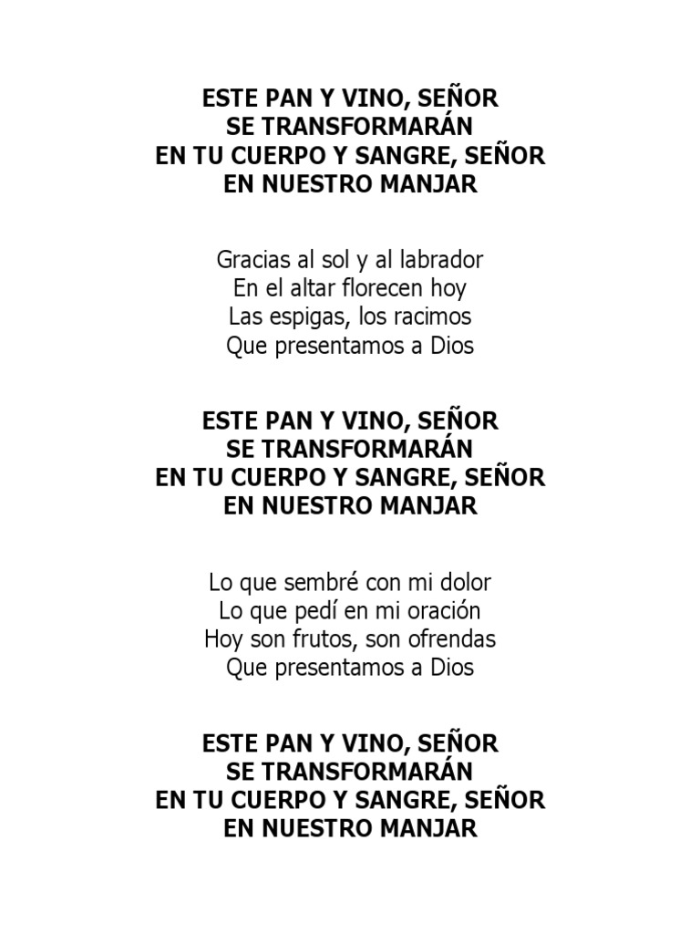 Oración y letra: Este pan y vino | PDF