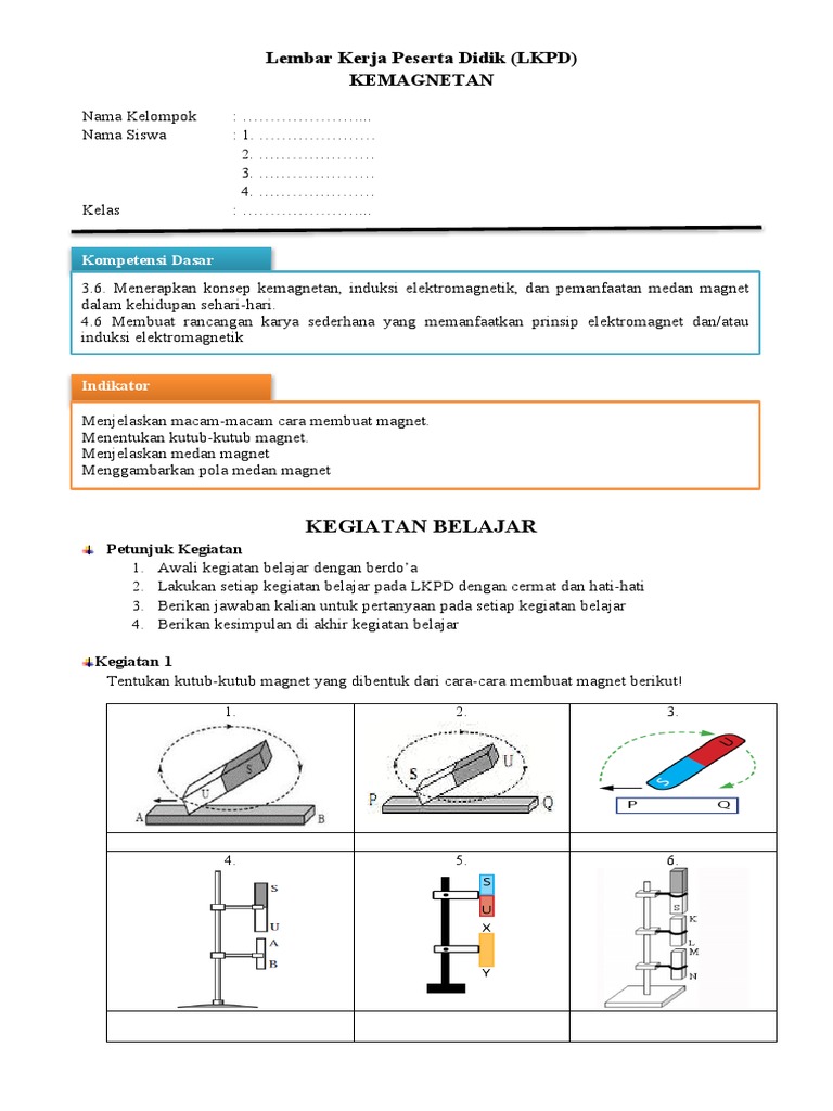 LKPD Cara Membuat Magnet Dan Pola Medan Magnet | PDF